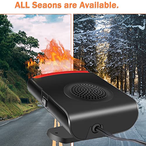 【2022 NEW】Portable Car Heater,2 in 1 Auto Car Heater, Fast Heating Defrost Defogger Cooling Car 12V Lighter Heater 60 Second Plug in Car Cig Lighter Demister, Car Fan Windshield Defroster