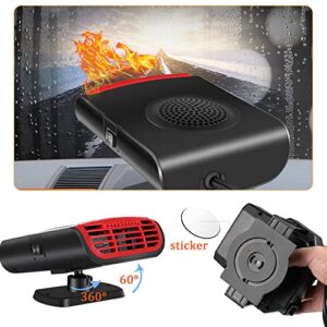 【2022 NEW】Portable Car Heater,2 in 1 Auto Car Heater, Fast Heating Defrost Defogger Cooling Car 12V Lighter Heater 60 Second Plug in Car Cig Lighter Demister, Car Fan Windshield Defroster