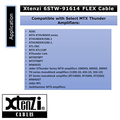 Xtenzi 6Pin Flex Cable XTFC Wire Accessory XT91614 for Amp Remote Bass Knob Compatible with MTX XEBC XTL-EBC Amplifier