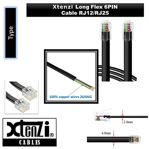 Xtenzi 6Pin Flex Cable XTFC Wire Accessory XT91614 for Amp Remote Bass Knob Compatible with MTX XEBC XTL-EBC Amplifier