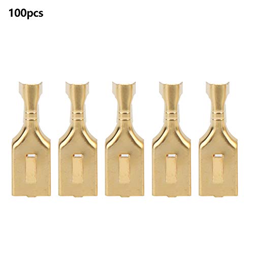 100 PCs Quick SpliceWire Terminal Brass Quick Connectors 7.8mm Quick Splice Blade Terminals Connectors with Insulating Sleeve Assortment Kit for Car Audio Speaker