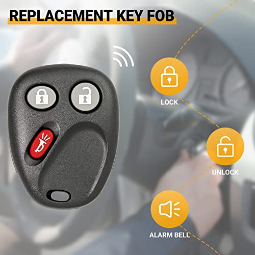 Keyless Entry Car Key Fob Compatible with Chevy Silverado/Tahoe/Avalanche 2003 2004 2005 2006 GMC Sierra/Yukon 2 Packs Replacement for LHJ011