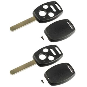 key fob keyless entry remote shell case & pad fits honda 2008-2012 accord / 2006-2013 civic ex / 2009-2015 pilot, set of 2