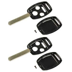 Key Fob Keyless Entry Remote Shell Case & Pad fits Honda 2008-2012 Accord / 2006-2013 Civic EX / 2009-2015 Pilot, Set of 2