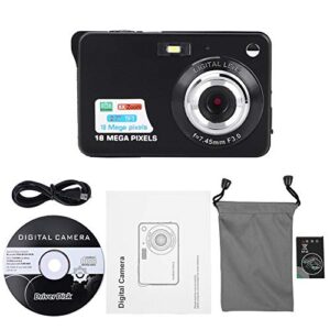 Digital Camera COMS Sensor 18MP, HD Digital Video Camera Auto Focus Camera with 8X Zoom, 2.7 Inch Screen, USB 2.0 Port, Builtin Speaker, Battery Operated, for Senior Kids(Black)