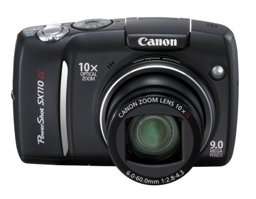 Canon Powershot SX110IS 9MP Digital Camera with 10x Optical Image Stabilized Zoom (Black)