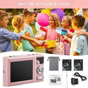 48MP Mini Kids Digital Camera for Girls,Teens,Beginners 4K 16X Zoom Compact Digital Video Camera Small Children's Camera for Photo Camera with Macro-Altruewit (Pink)