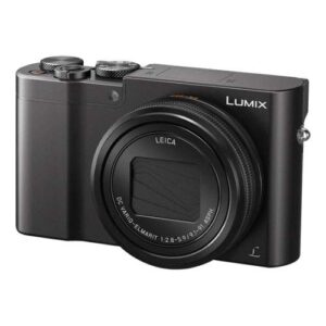 Panasonic LUMIX DMC-ZS100 Digital Camera (Black) Bundle with 64GB Memory Card, Cable, Battery with Dual Charger, Case with Accessories, and Video Software Suite (6 Items)