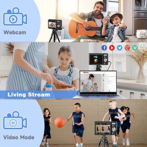 Digital Camera, Kids Camera with 32GB Sd Card, Autofocus FHD 1080p 48MP Compact Camera with 16x Digital Zoom, Vlogging YouTube Camera for Kids, Teens, Students, Girls, Boys, Adults, Beginners