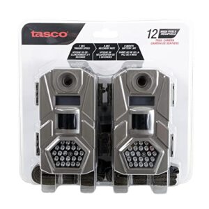 Tasco Trail Camera, 12MP, 2 Pack, Low Glow, Tan, Removable Battery Trays