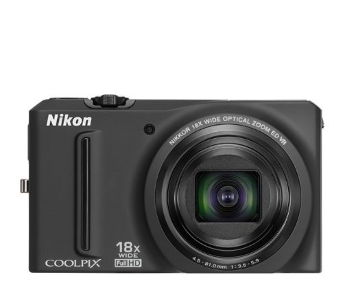 Nikon COOLPIX S9100 12.1 MP CMOS Digital Camera with 18x NIKKOR ED Wide-Angle Optical Zoom Lens and Full HD 1080p Video (Black) (OLD MODEL) (Renewed)