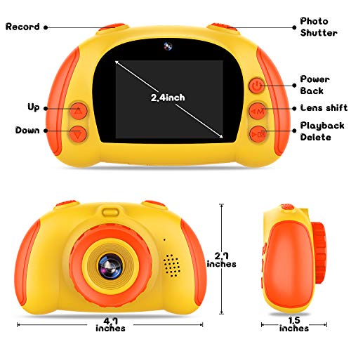 Kids Camera for Boys Girls - Upgrade Kids Selfie Camera, Birthday Gifts for Girls Age 3-9, HD Digital Video Cameras for Toddler, Portable Toy for 3 4 5 6 7 8 Year Old Girl with 32GB SD Card (Yellow)