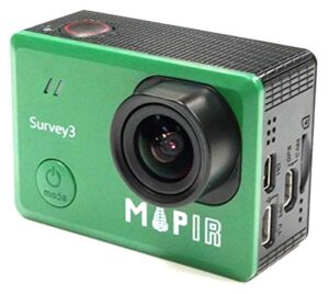 mapir survey3w ndvi mapping camera rgn red+green+near infrared filter 3.37mm f/2.8 no distortion wide angle gps touch screen 2k 12mp hdmi wifi pwm trigger drone mount