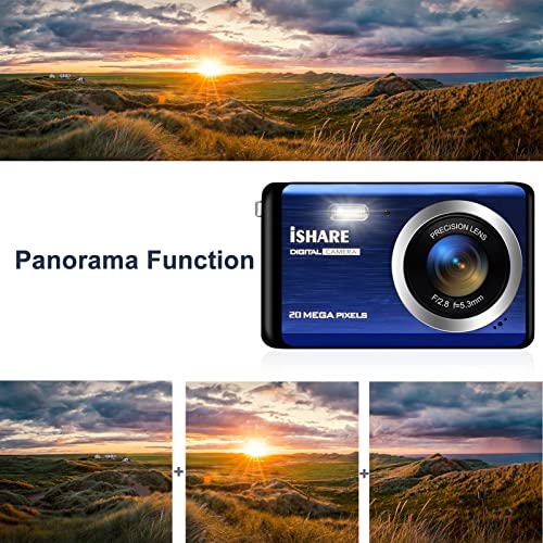 Digital Camera for Kids, 1080P FHD 20MP Mini Video Camera with 2.8 Inch LCD Screen and 8X Digital Zoom, Rechargeable Compact Pocket Point and Shoot Camera for Girls and Boys, Teens, Beginners (Blue)