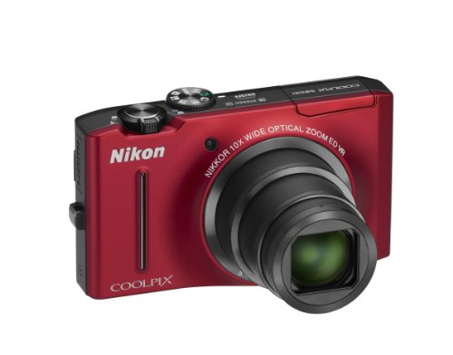 Nikon Coolpix S8100 12.1 MP CMOS Digital Camera with 10x Zoom-Nikkor ED Lens and 3.0-Inch LCD (Red)