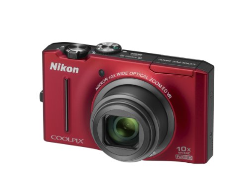 Nikon Coolpix S8100 12.1 MP CMOS Digital Camera with 10x Zoom-Nikkor ED Lens and 3.0-Inch LCD (Red)