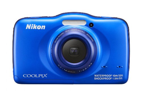 Nikon COOLPIX S32 13.2 MP Waterproof Digital Camera with Full HD 1080p Video (Blue) (Discontinued by Manufacturer)