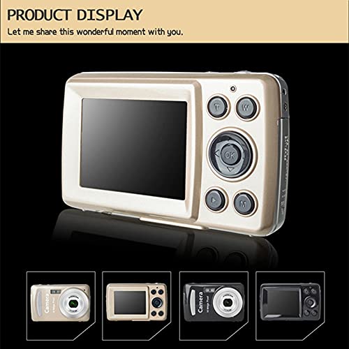 Wertygh Digital Camera,Portable Cameras 16 Million HD Pixel Compact Home Digital Camera for Kids Teens Seniors Golden