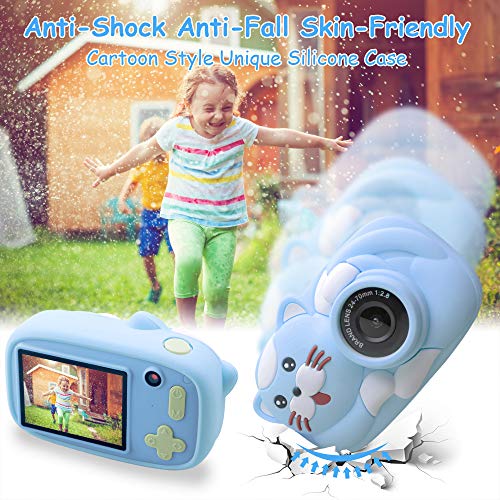 LeaderPro Kids Camera 26MP Digital Selfie Cameras for Children 1080p HD Video with 32GB and 2.4 Inch Screen, Birthday Toy for 3 4 5 6 7 8 9 Years Old Boy Girls - Blue