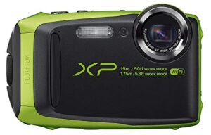 fujifilm finepix xp125 shock & waterproof wi-fi digital camera, black/lime