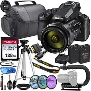 nikon intl. coolpix p950 digital camera mfr #26532 bundle + 128gb high speed v30 memory + video u-bracket + bag, hd filters and more