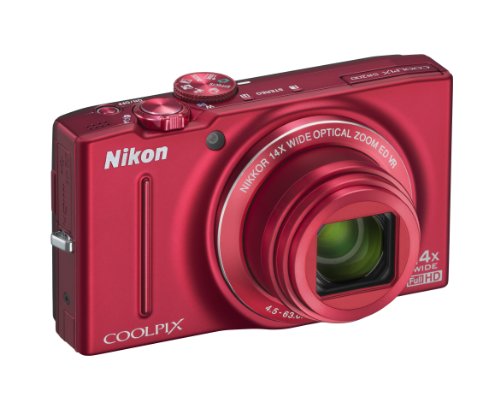 Nikon COOLPIX S8200 16.1 MP CMOS Digital Camera with 14x Optical Zoom NIKKOR ED Glass Lens and Full HD 1080p Video (Red)