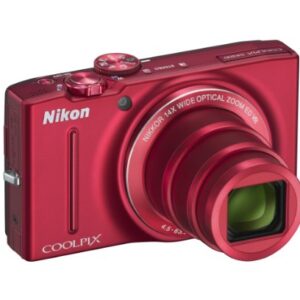 Nikon COOLPIX S8200 16.1 MP CMOS Digital Camera with 14x Optical Zoom NIKKOR ED Glass Lens and Full HD 1080p Video (Red)