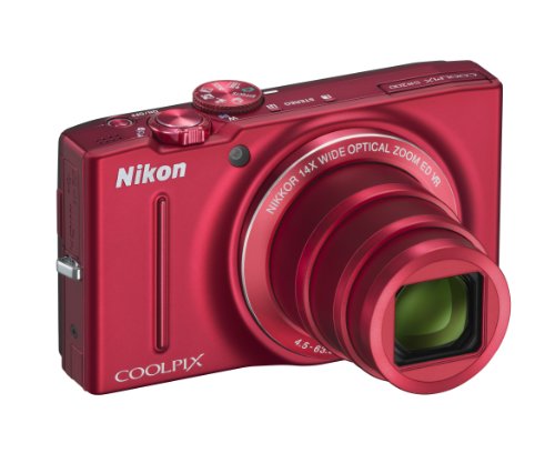 Nikon COOLPIX S8200 16.1 MP CMOS Digital Camera with 14x Optical Zoom NIKKOR ED Glass Lens and Full HD 1080p Video (Red)