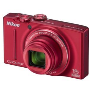 Nikon COOLPIX S8200 16.1 MP CMOS Digital Camera with 14x Optical Zoom NIKKOR ED Glass Lens and Full HD 1080p Video (Red)