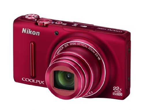 Nikon COOLPIX S9500 Wi-Fi Digital Camera with 22x Zoom and GPS (Red) (OLD MODEL)