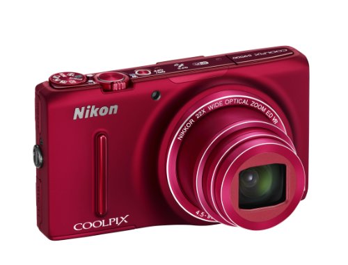 Nikon COOLPIX S9500 Wi-Fi Digital Camera with 22x Zoom and GPS (Red) (OLD MODEL)