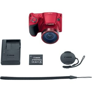 Canon Powershot SX400 is 16.0 MP Digital Camera with 30x Optical Zoom and 720p HD Video (Red)