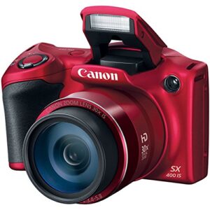 Canon Powershot SX400 is 16.0 MP Digital Camera with 30x Optical Zoom and 720p HD Video (Red)