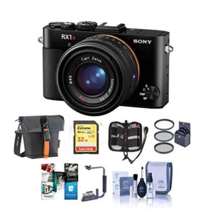 sony cyber-shot dsc-rx1r ii full frame digital camera – bundle with 32gb sdhc u3 card, holster case, flip flash bracket, 49mm filter kit, cleaning kit, memory wallet, software package