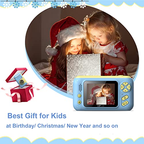 Andoer 1080P Kids Digital Camera Mini Video Camera for Kids 40MP 2.4 Inch IPS Screen 180° Rotatable Lens Built-in Battery Cute Photo Frames Fun Games with Neck Strap Mini Desktop 32GB Memory Card