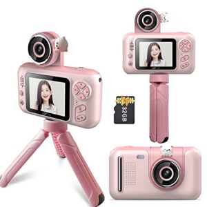 andoer 1080p kids digital camera mini video camera for kids 40mp 2.4 inch ips screen 180° rotatable lens built-in battery cute photo frames fun games with neck strap mini desktop 32gb memory card