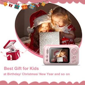 Andoer 1080P Kids Digital Camera Mini Video Camera for Kids 40MP 2.4 Inch IPS Screen 180° Rotatable Lens Built-in Battery Cute Photo Frames Fun Games with Neck Strap Mini Desktop 32GB Memory Card