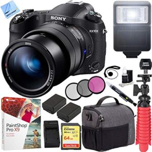 sony rx10 iv cyber-shot high zoom 20.1mp camera with 24-600mm f.2.4-f4 lens and tamrac tradewind shoulder bag plus 64gb dual battery bundle