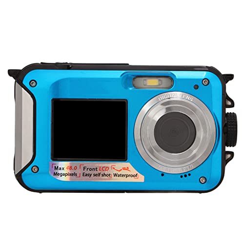 Digital Camera, 2.7K Video Vlogging Camera for Kids, Compact Point and Shoot Camera, 16X Digital Zoom, 2.7" Dual LCD Screen, Waterproof, Continuous Shooting for Teens Students Boys Girls(Blue)