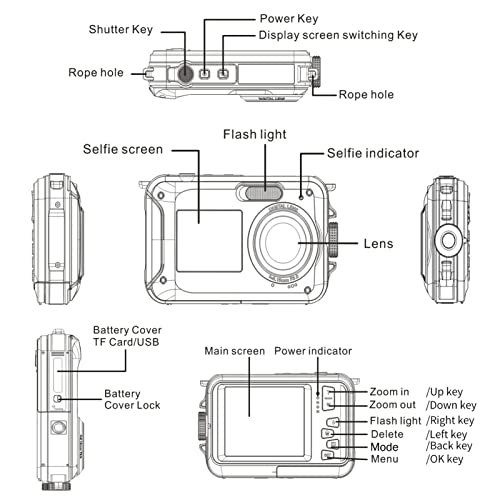 Digital Camera, 2.7K Video Vlogging Camera for Kids, Compact Point and Shoot Camera, 16X Digital Zoom, 2.7" Dual LCD Screen, Waterproof, Continuous Shooting for Teens Students Boys Girls(Blue)