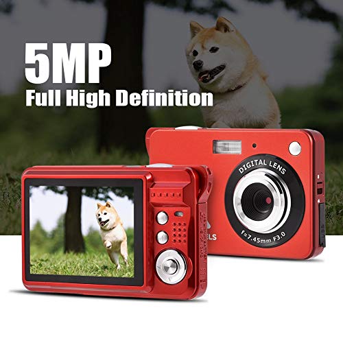 Digital Camera, 720P HD 2.7 Inch TFT LCD Screen 5MP Mini Compact Digital Camera Support SD Card Camera Video Recorder for Children, Beginners, Elderly.(Red)