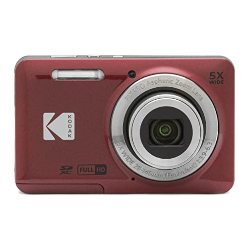 Kodak PIXPRO Friendly Zoom FZ55 Digital Camera (Red) with Hard Case and 32GB SD Card Bundle (3 Items)