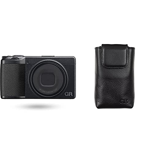 Ricoh GR IIIx, Black, Digital Compact Camera with Leather Soft case