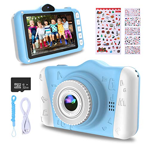 WOWGO Kids Digital Camera - 12MP Children's Camera with Large Screen for Boys and Girls, 1080P Rechargeable Electronic Camera with 32GB TF Card