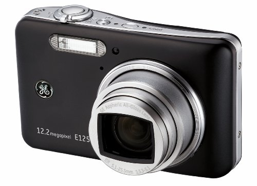 GE E1250TW-BK 12MP Digital Camera with 5X Optical Zoom and 3.0 Inch LCD with Auto Brightness - Black