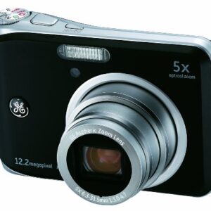 GE A1250-BK 12MP Digital Camera with 5X Optical Zoom and 2.5 Inch LCD with Auto Brightness - Black