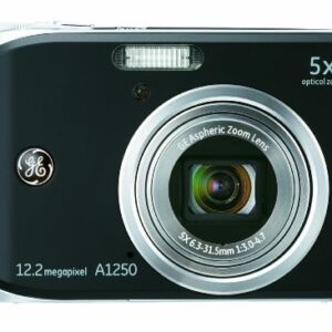 GE A1250-BK 12MP Digital Camera with 5X Optical Zoom and 2.5 Inch LCD with Auto Brightness - Black