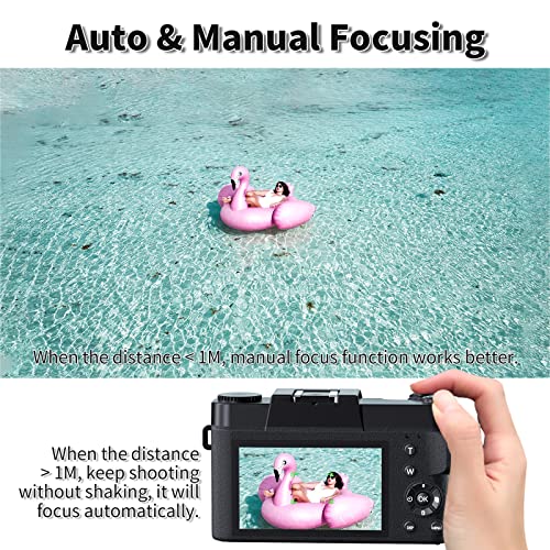 4K Digital Camera for Photography NIKICAM 56MP Vlogging Camera for YouTube with Manualfocus, Point and Shoot Camera with 16X Digital Zoom(Include 32GB TF Card & 2 Rechargeable Batteries) -Black3