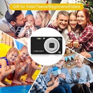 Digital Camera 4K 56MP Kids Digital Camera for Photography, Autofocus Small Digital Camera 20X Digital Zoom Portable Digital Camera for Boys and Girls with 32GB SD Card - Black