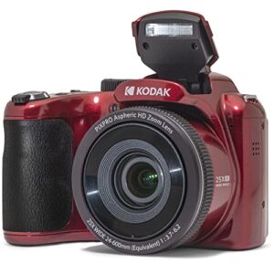 Kodak PIXPRO AZ255 Digital Camera (Red) + Point & Shoot Camera Case + 32GB SD Memory Card + Rechargeable Batteries & Charger + USB Card Reader + Table Tripod + Accessories